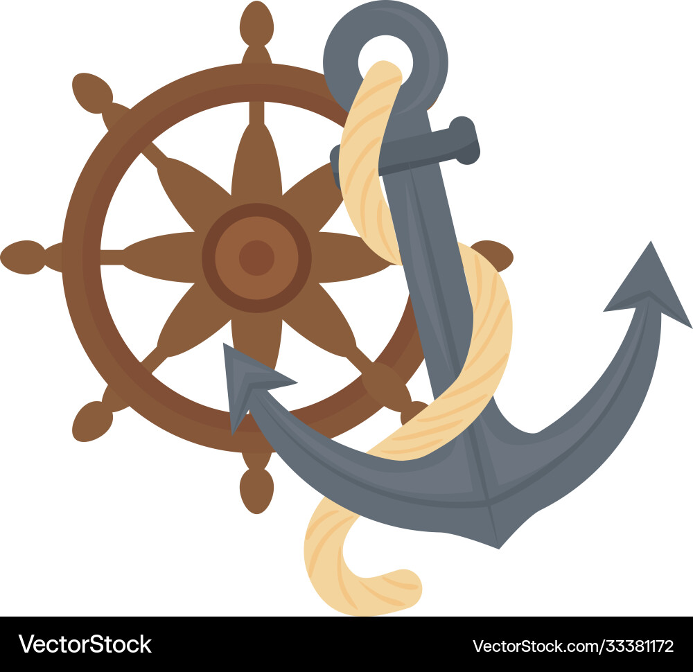 Sea anchor and rudder design Royalty Free Vector Image