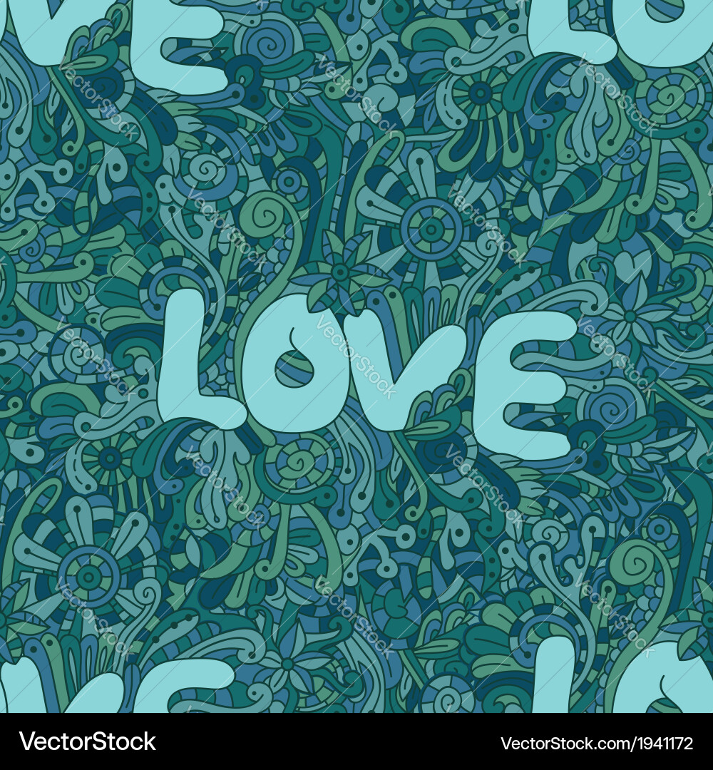 Seamless love texture with abstract flowers Vector Image