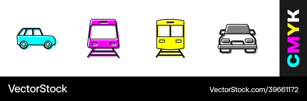 Set car train and railway and icon Royalty Free Vector Image