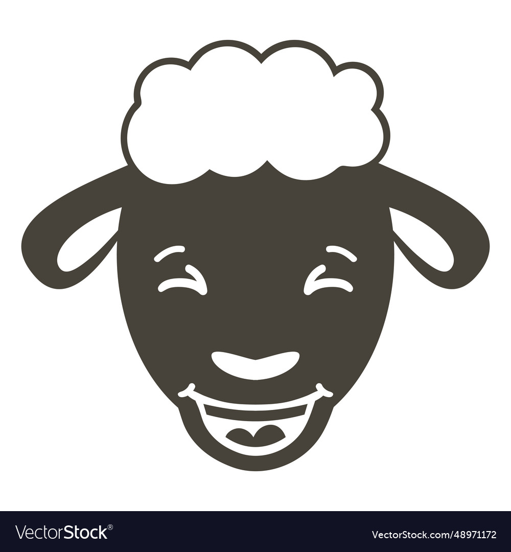 Sheep happy head muzzle flat Royalty Free Vector Image