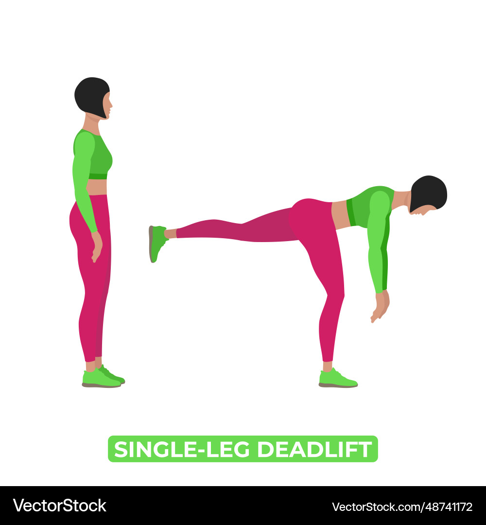 Single leg deadlift exercise women Royalty Free Vector Image