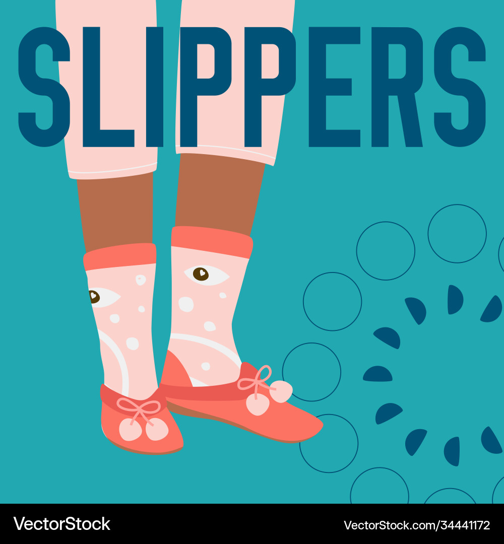 Slippers word and legs in Royalty Free Vector Image