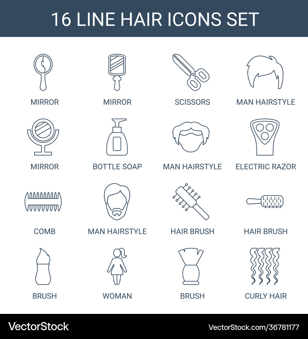 16 hair icons Royalty Free Vector Image - VectorStock