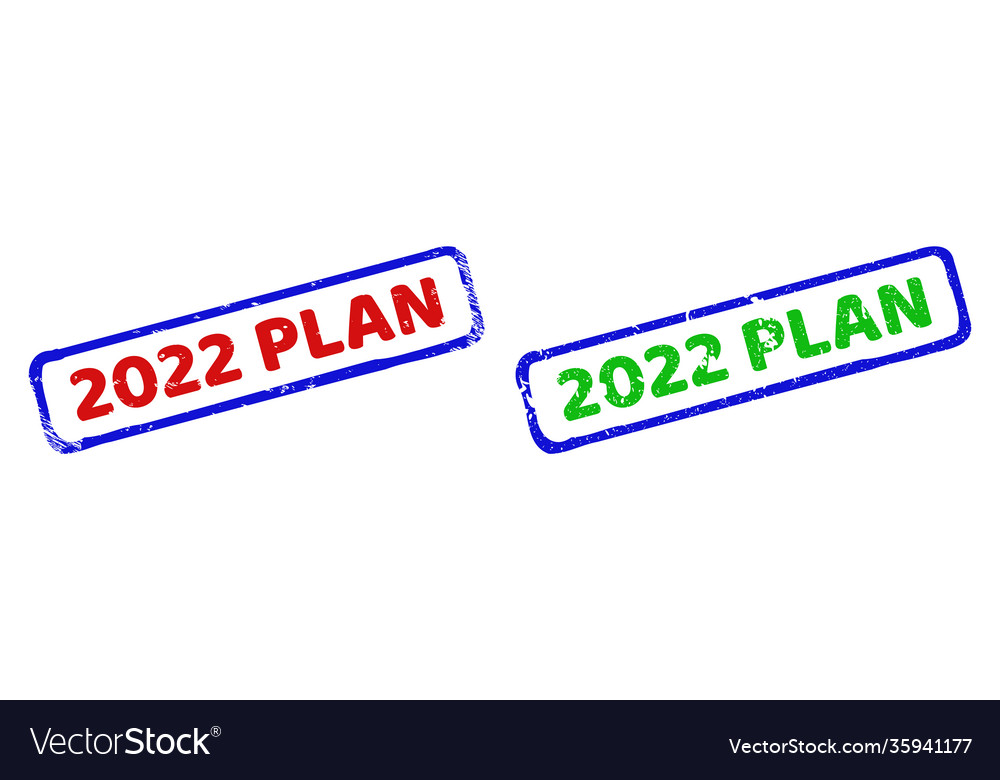 2022 plan bicolor rough rectangular stamp seals Vector Image