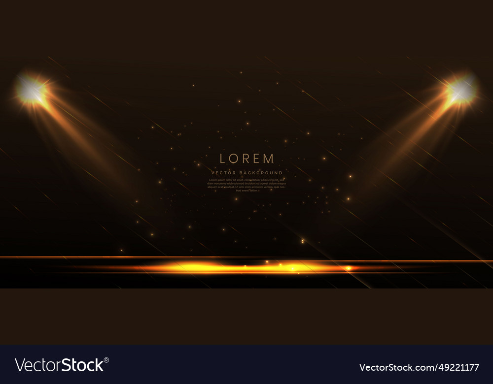 Abstract glowing gold spotlight on dark Royalty Free Vector