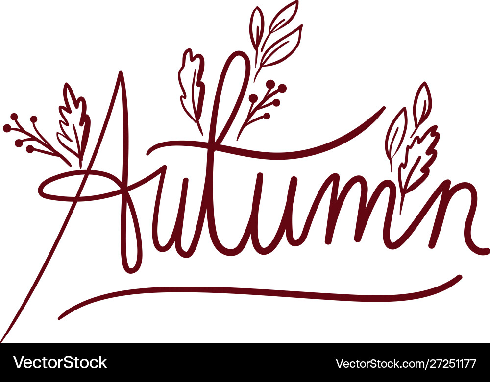 Autumn word calligraphy isolated icon Royalty Free Vector