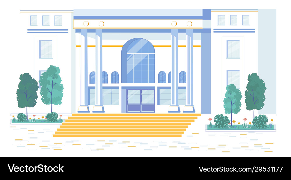 Classic building entrance and facade with columns Vector Image
