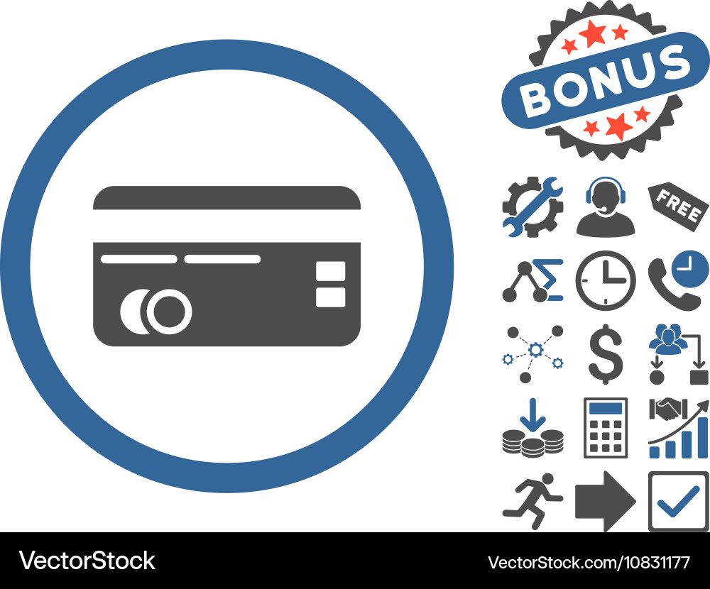 Credit card flat icon with bonus Royalty Free Vector Image