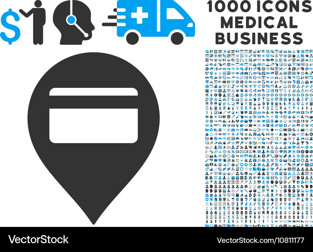 Credit card pointer icon with 1000 medical Vector Image