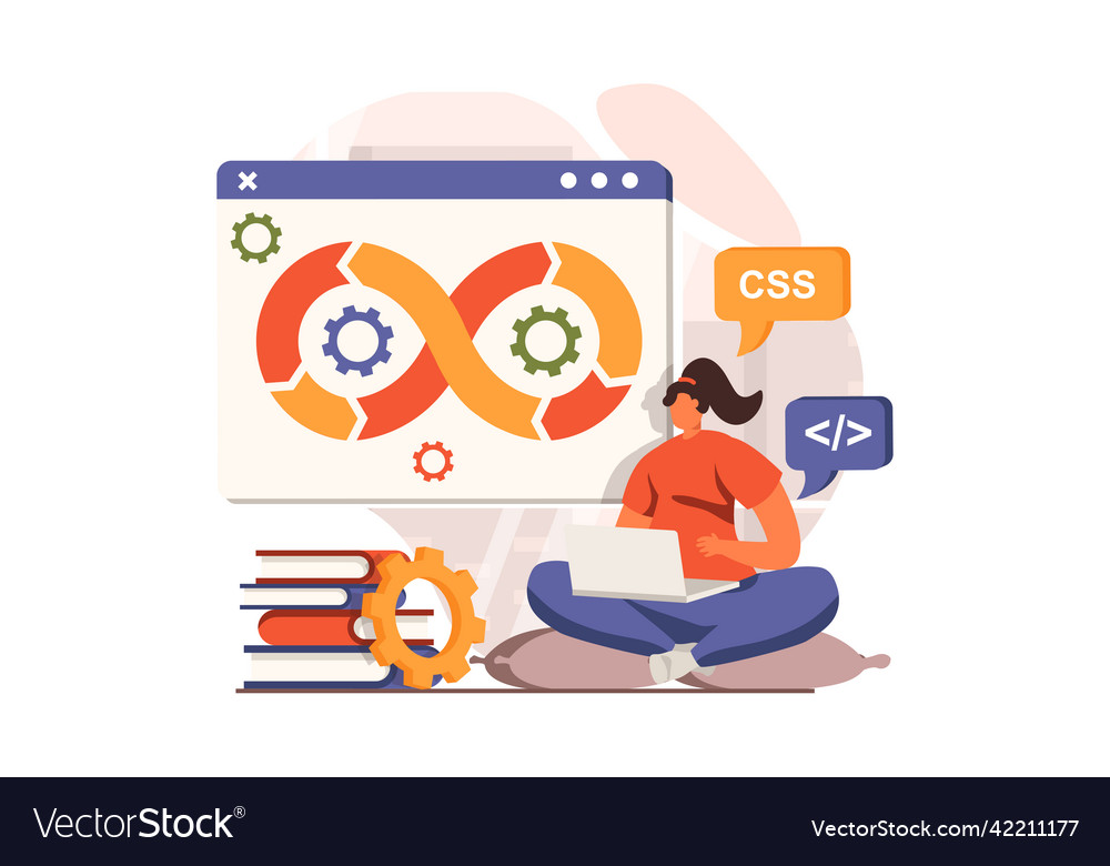 Devops Web Concept In Flat Design Royalty Free Vector Image