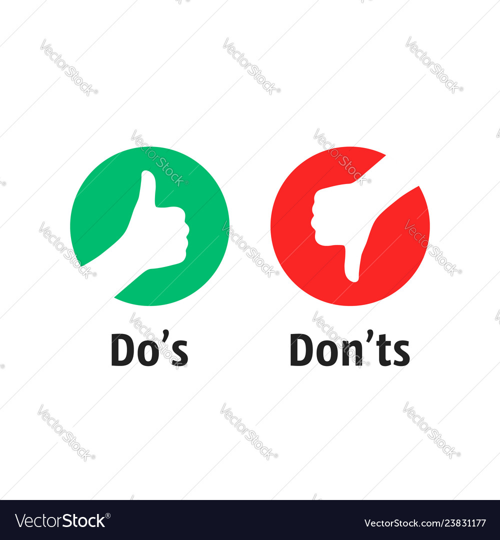 Dos And Donts Like Thumbs Up Or Down Royalty Free Vector