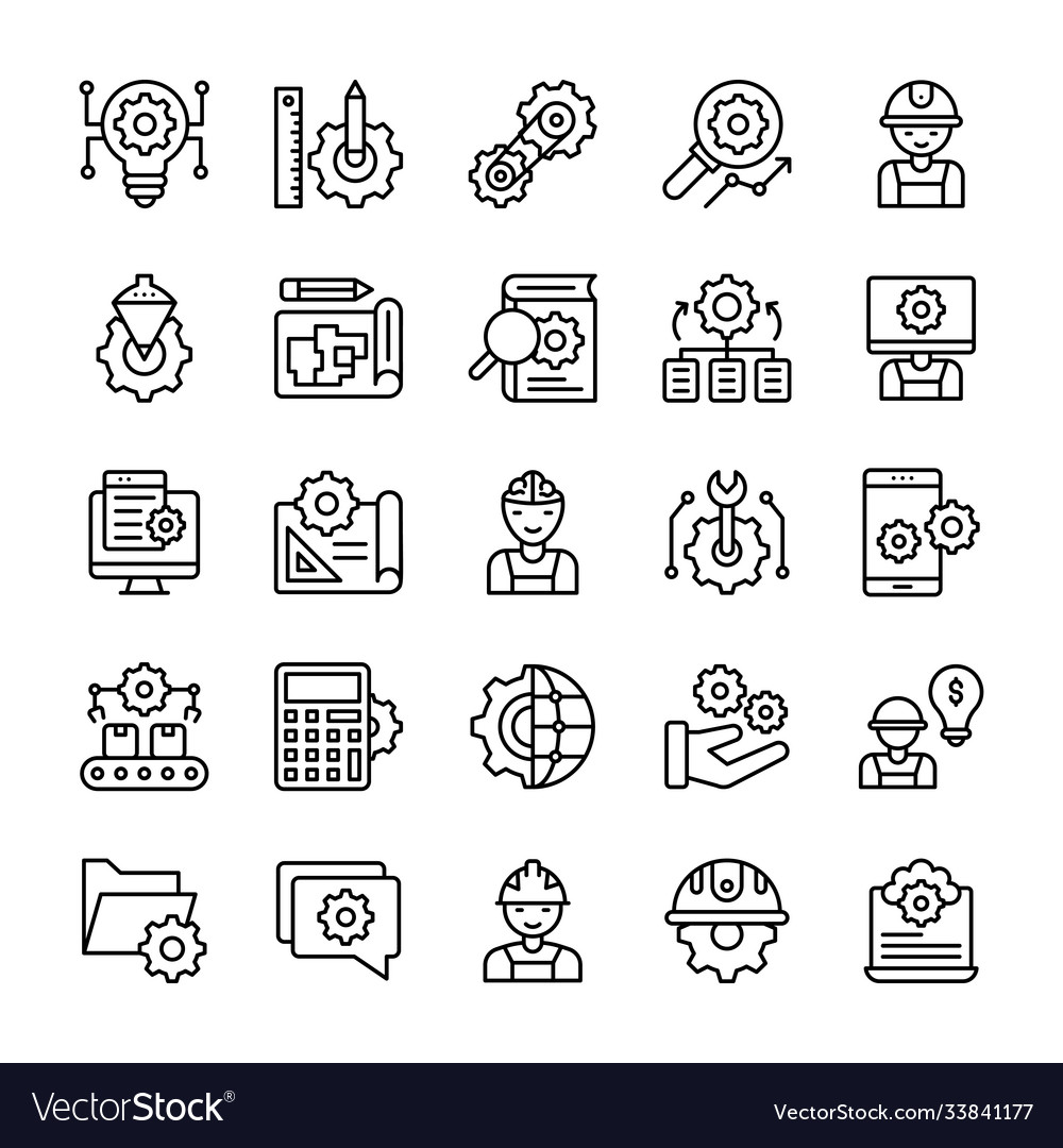 Engineering elements line icons Royalty Free Vector Image