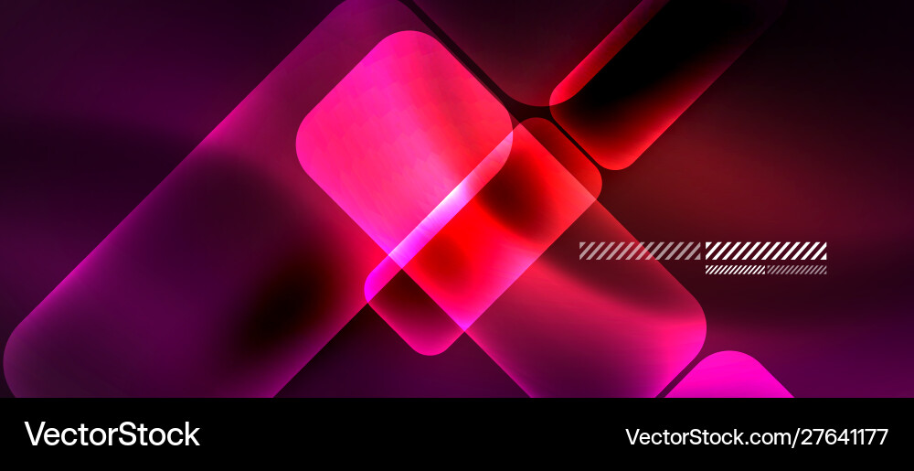 Glass neon block and lines abstract background Vector Image