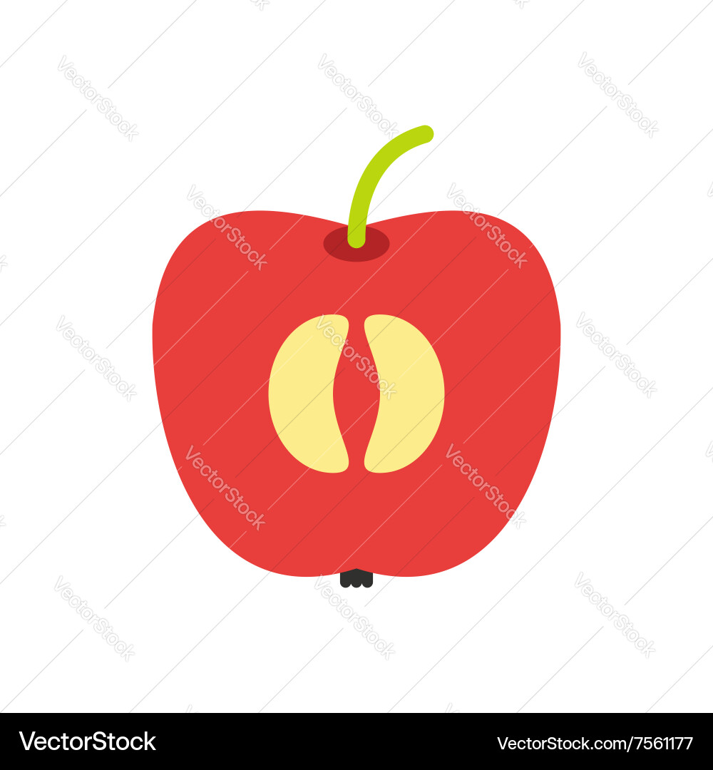 Half of fresh red apple flat icon Royalty Free Vector Image