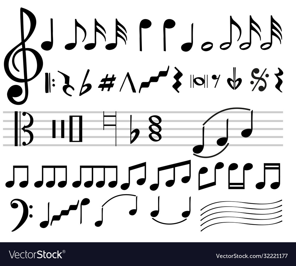 Music notes icons musical note Royalty Free Vector Image