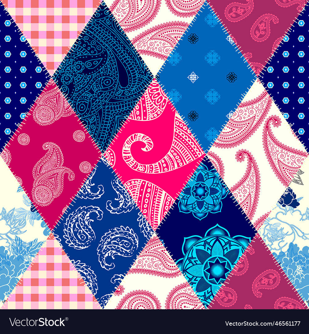 Patchwork textile pattern seamless quilting Vector Image