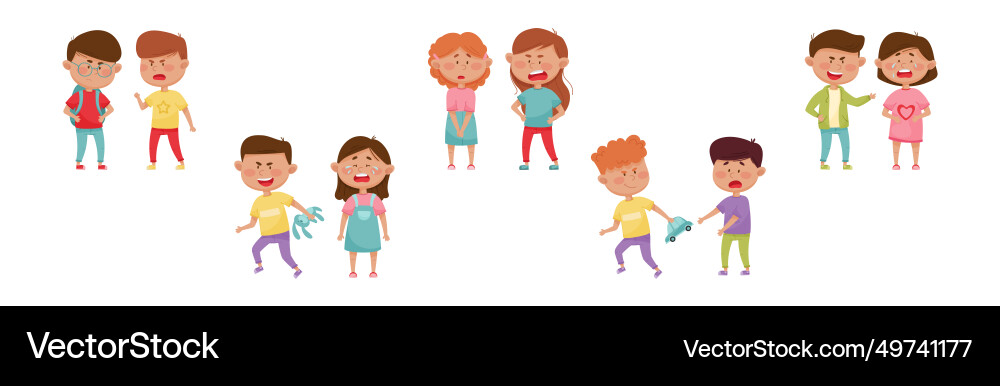 Warring boy and girl with offensive behavior Vector Image