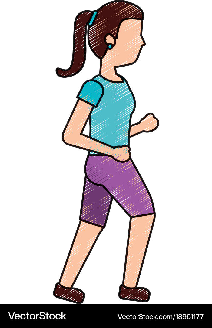 Young sport woman walking activity Royalty Free Vector Image