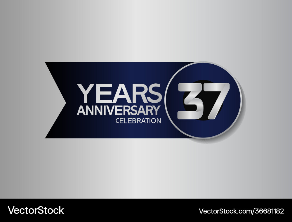 37 years anniversary logo style with circle Vector Image