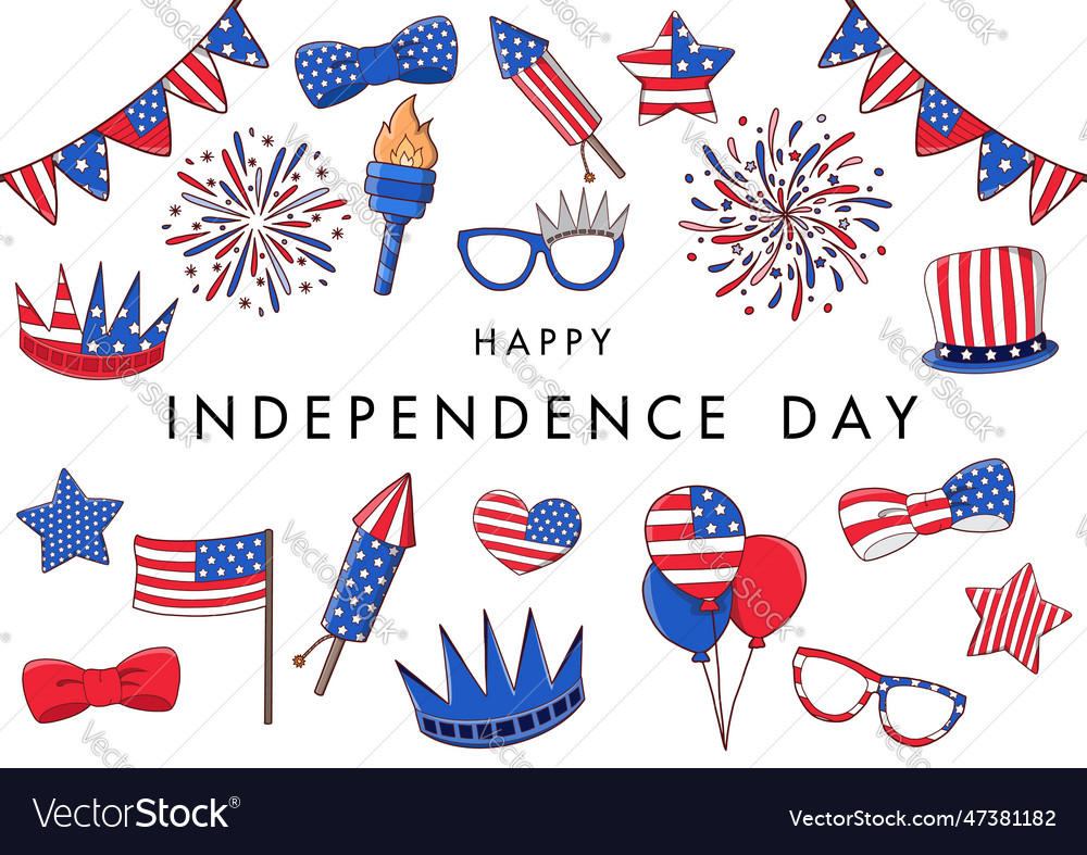 4th july happy usa independence day hand drawing Vector Image