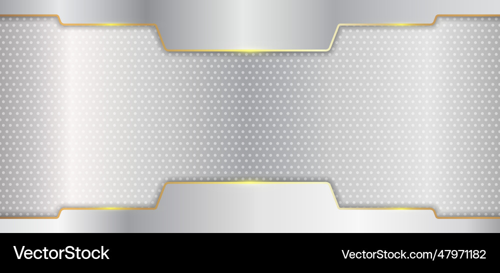 Abstract silver metallic stripes with gold line Vector Image