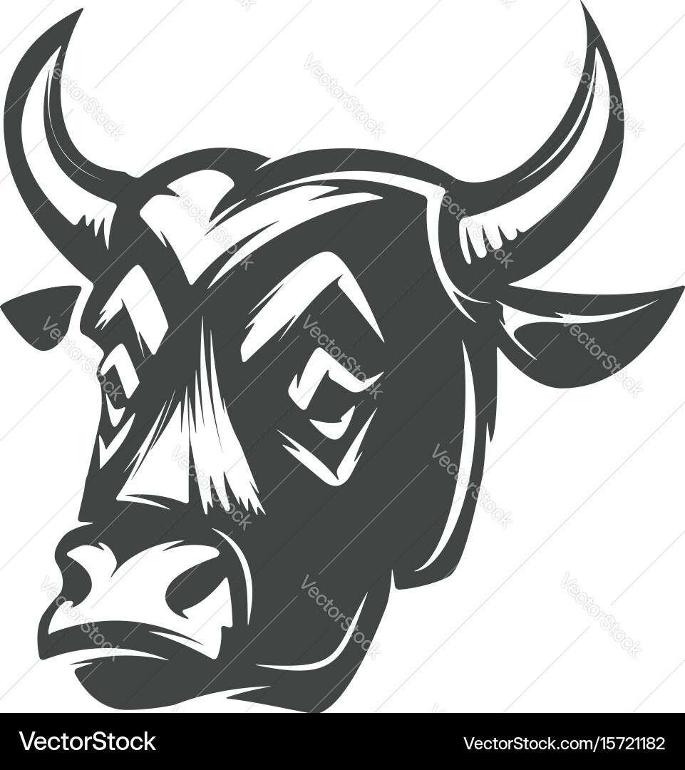 Bull head isolated on white background Royalty Free Vector
