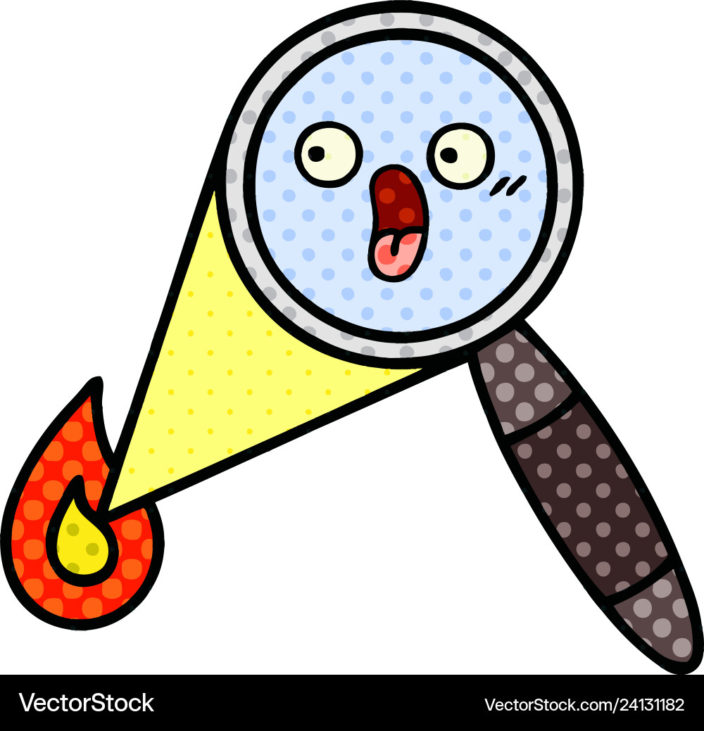 Comic book style cartoon magnifying glass Vector Image