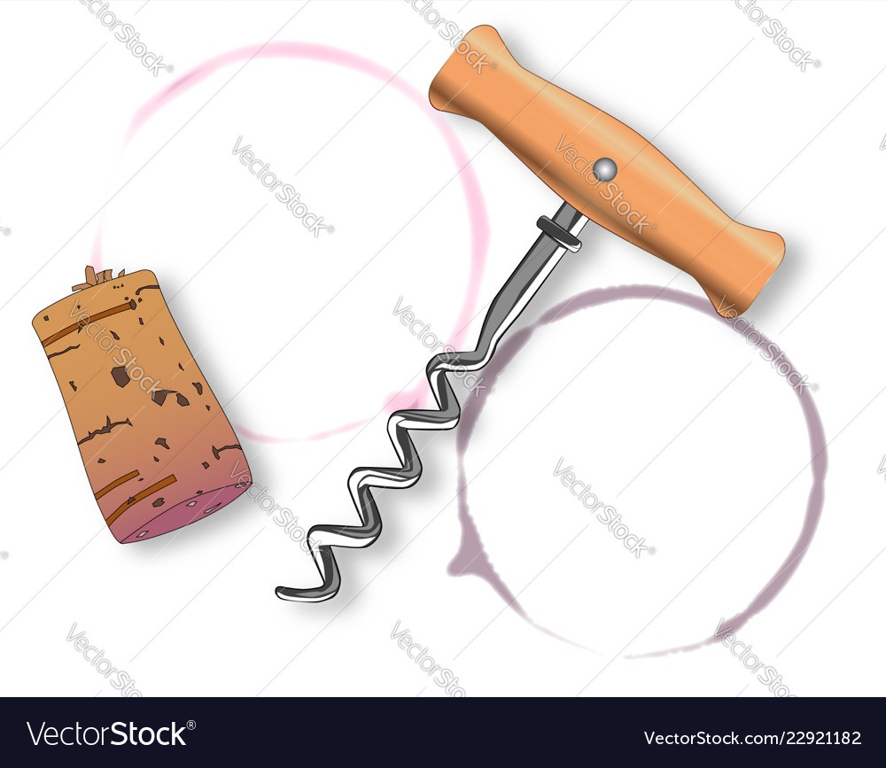 Corkscrew and bottle ring Royalty Free Vector Image
