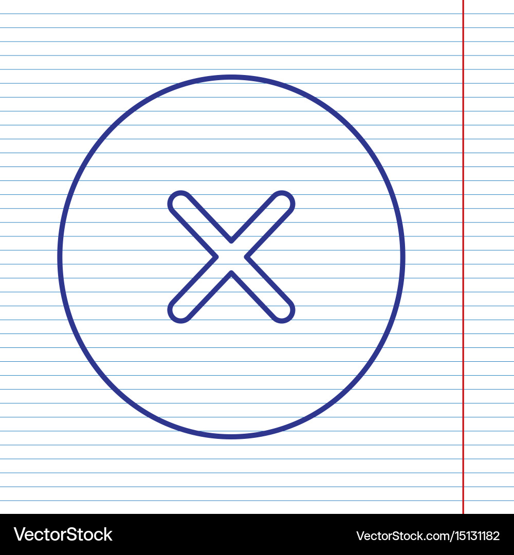 Cross sign navy line icon Royalty Free Vector Image