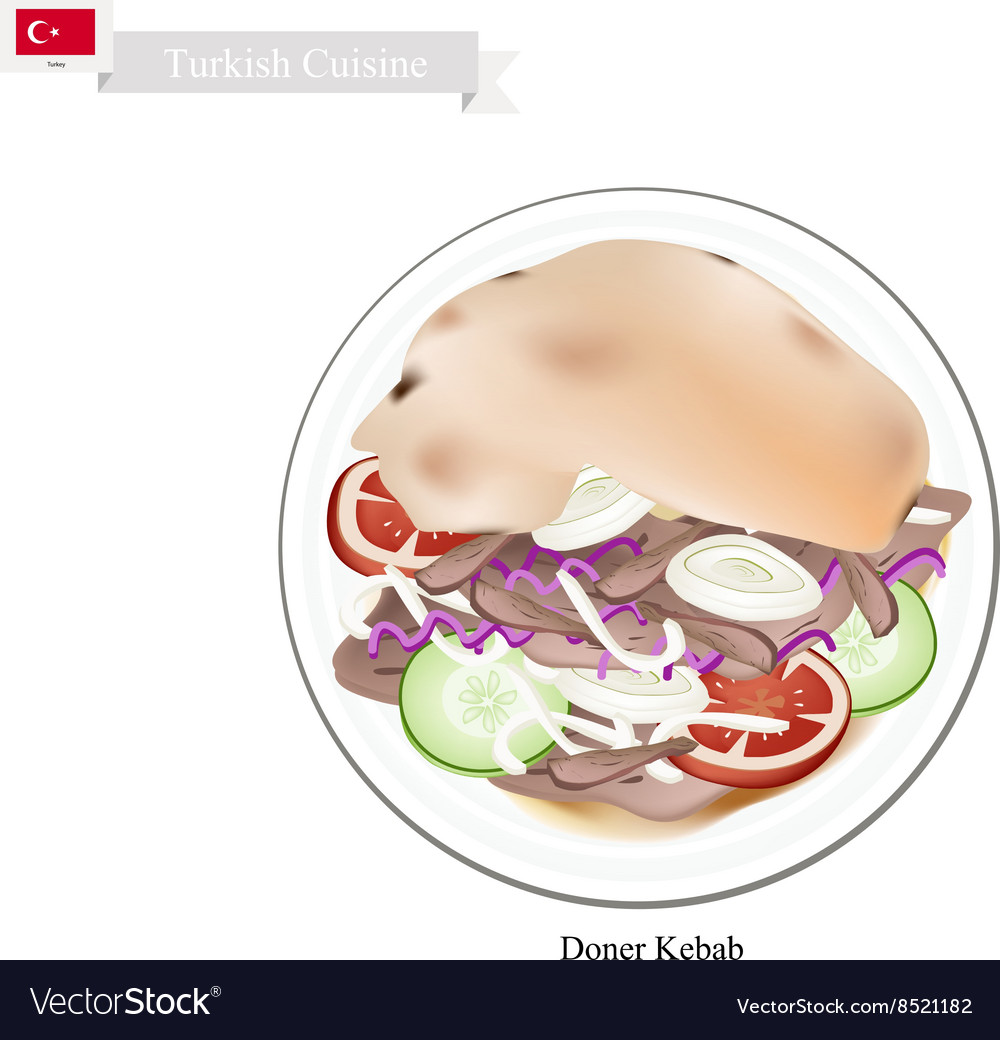 Doner Kebab A Famous Dish in Turkey Royalty Free Vector