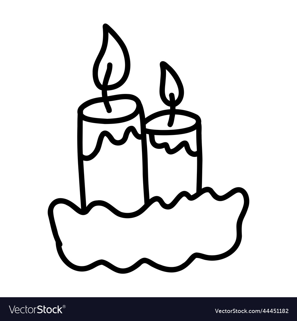 Doodle christmas candles cartoon element sketch Vector Image