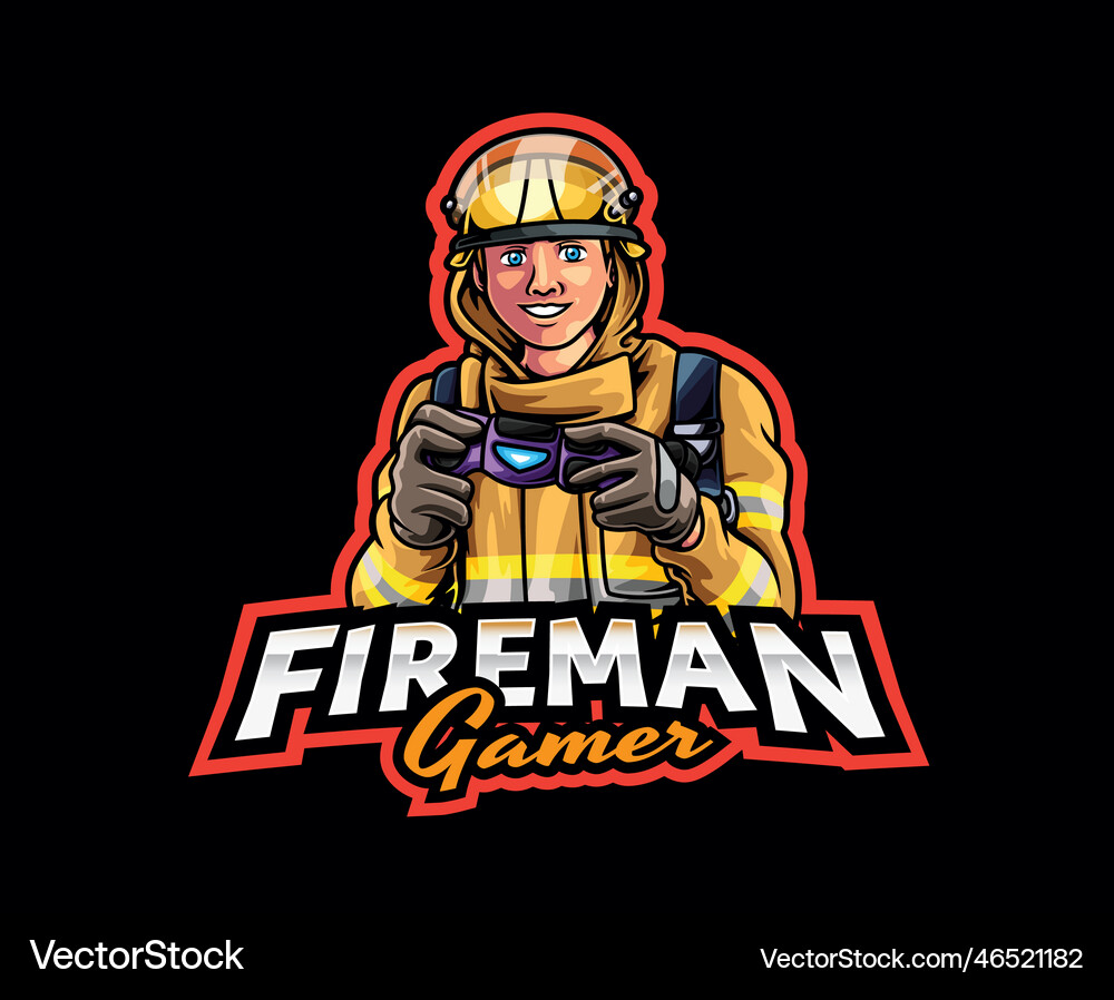 Flame hero gamer mascot logo design Royalty Free Vector