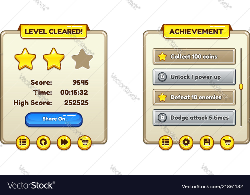 Game user interface templates Royalty Free Vector Image