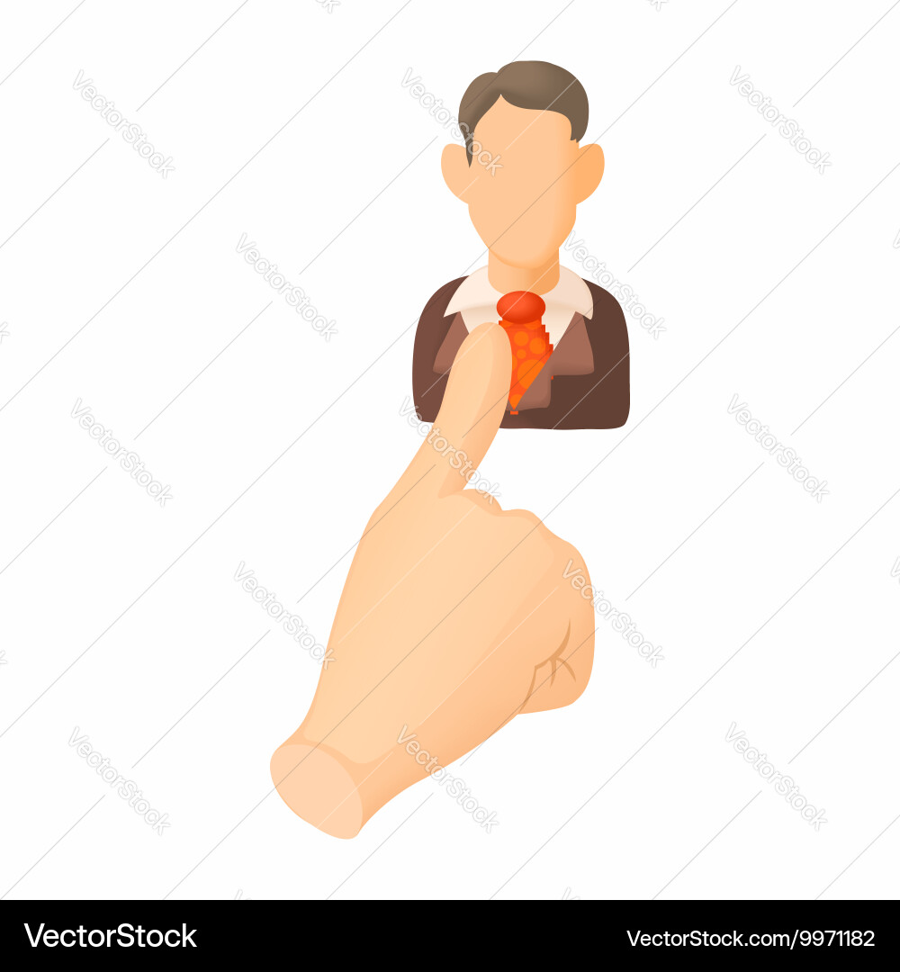 Hand points to man icon cartoon style Royalty Free Vector
