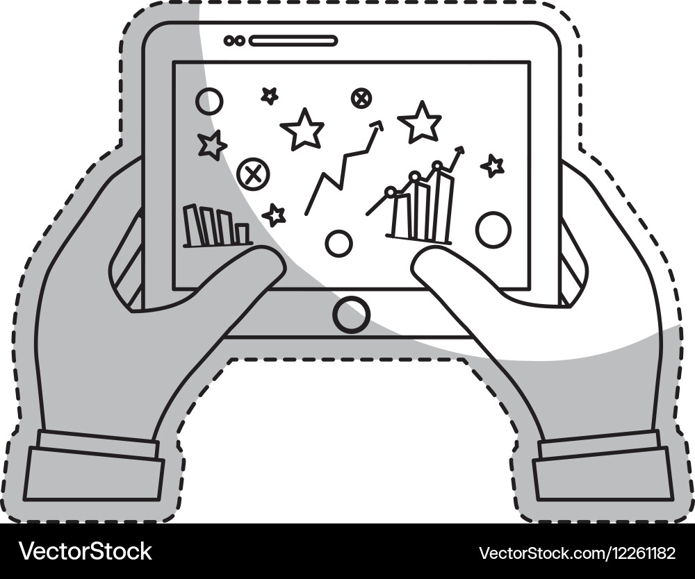 Hands with tablet device Royalty Free Vector Image