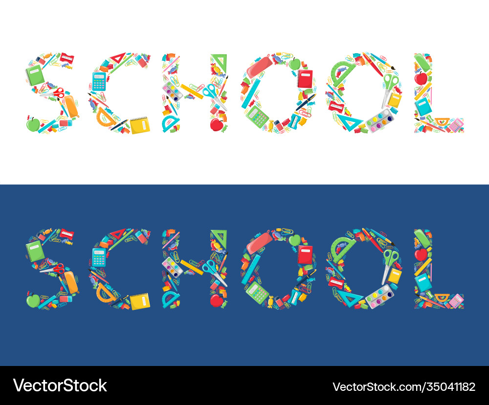 Inscription school letering supplies Royalty Free Vector