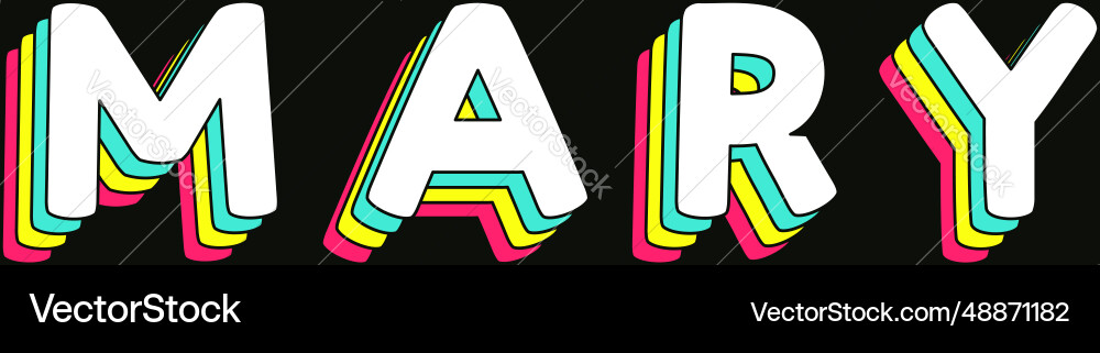 Mary - retro rainbow typography faded style Vector Image
