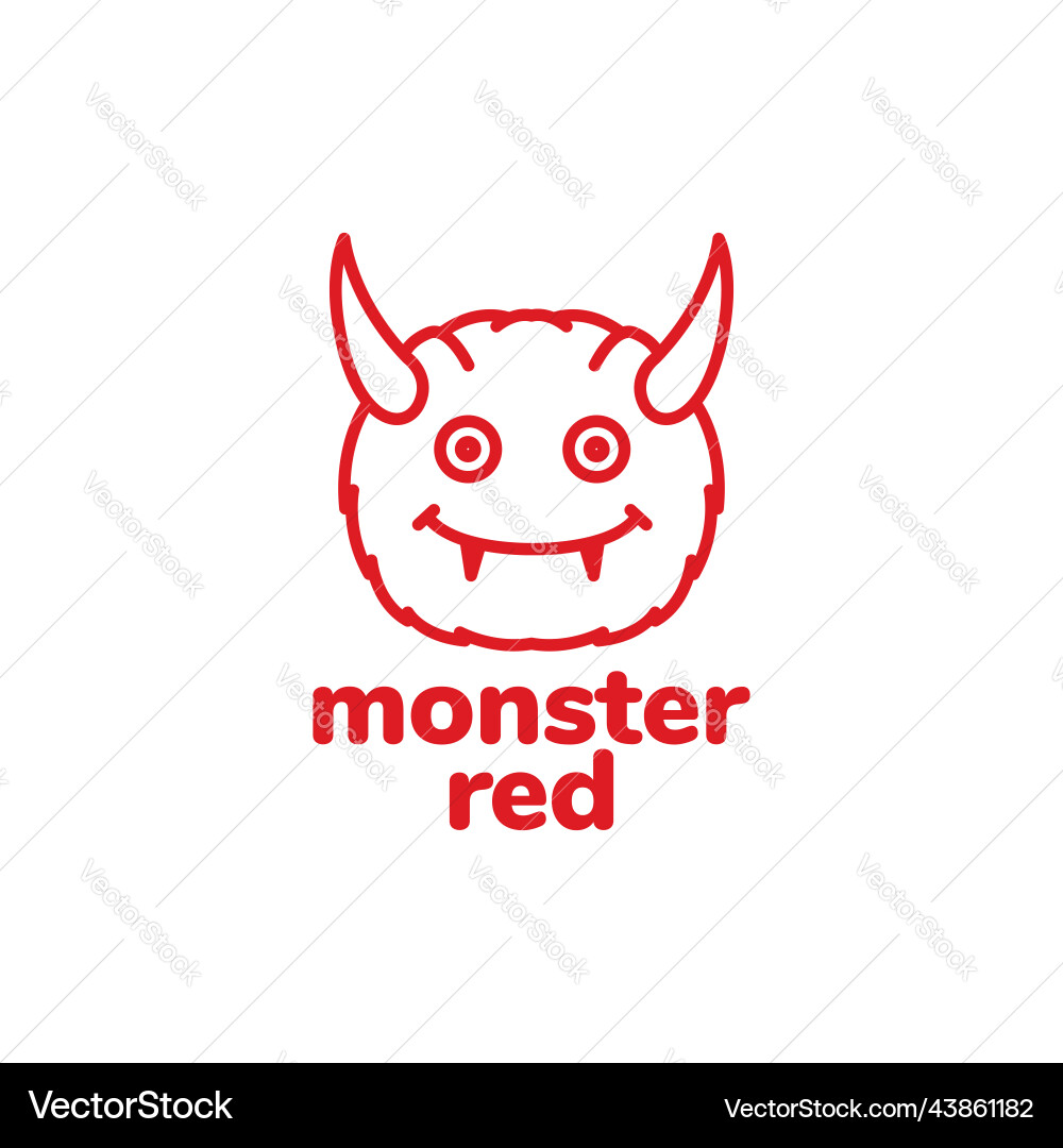 Red cute monster with horn logo design Royalty Free Vector