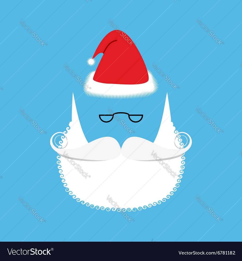 Santa mustache and beard christmas hat set Vector Image
