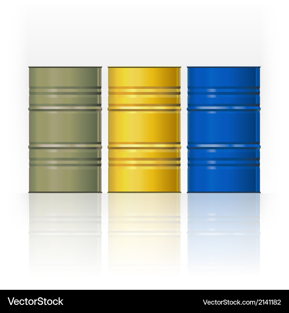 Set color steel barrels Royalty Free Vector Image