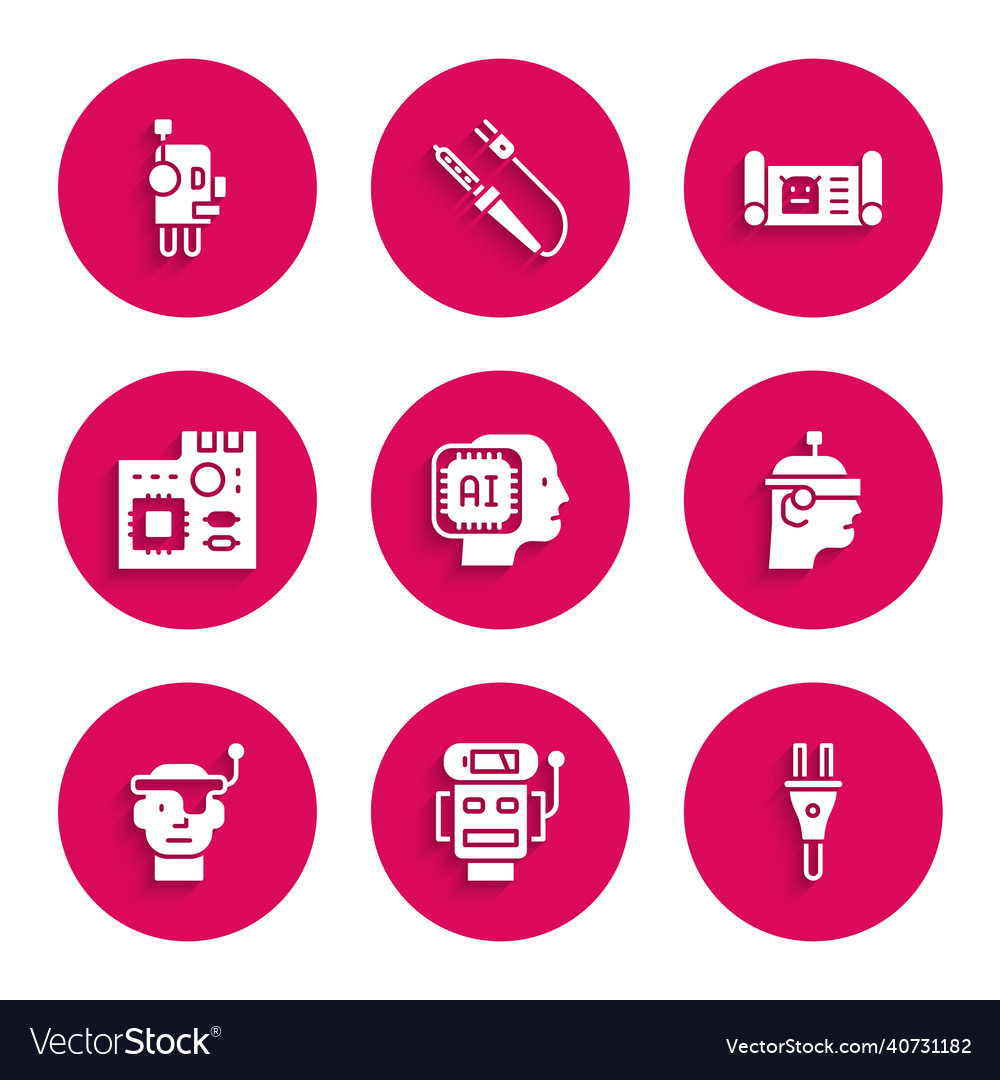 Set humanoid robot robot low battery charge Vector Image Set humanoid robot robot low battery charge Vector Image