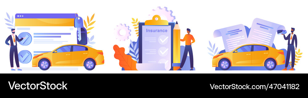 Set of auto insurance Royalty Free Vector Image