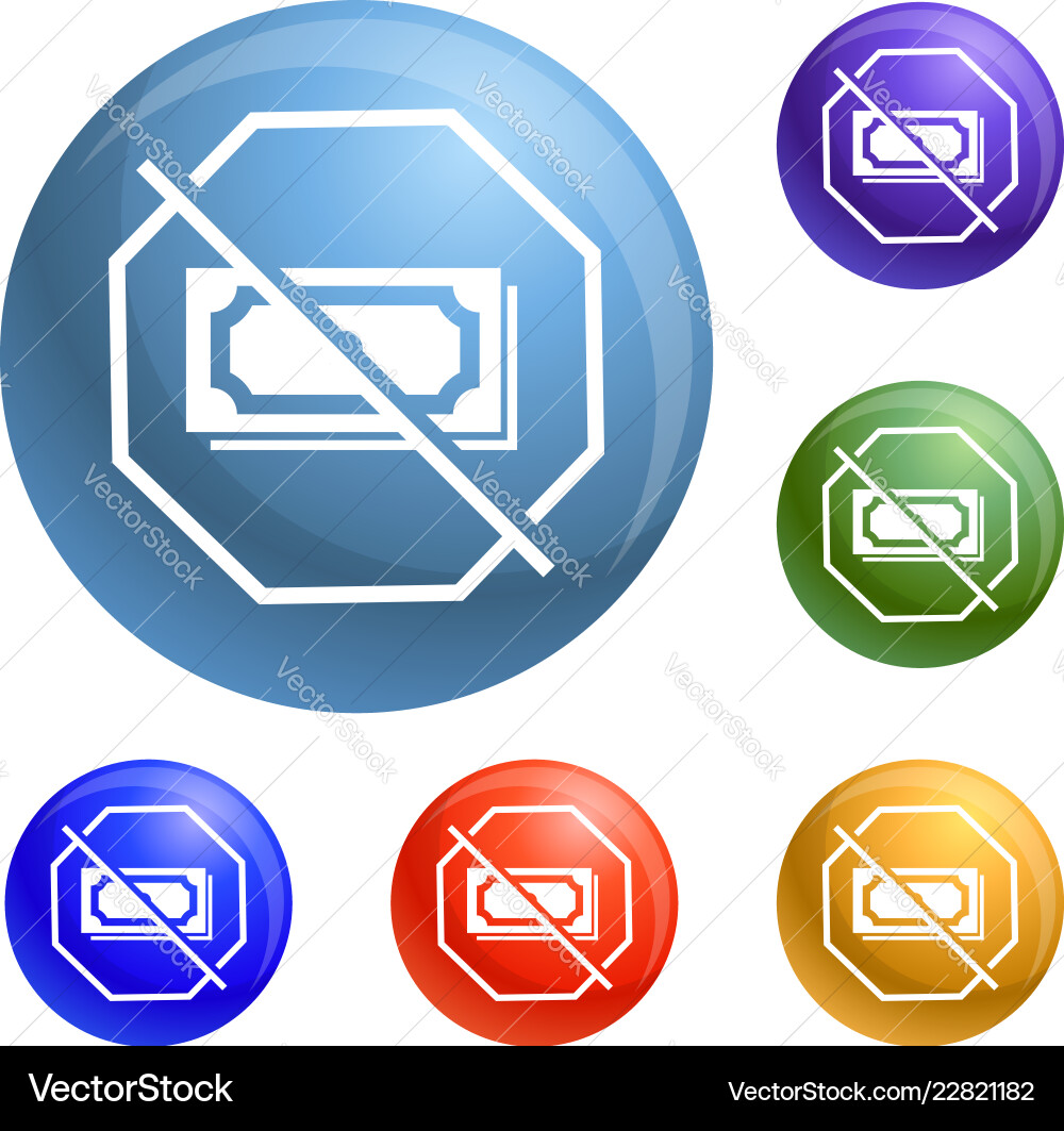 Stop bribery money icons set Royalty Free Vector Image