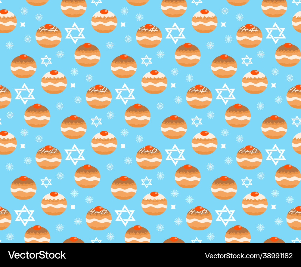 Sufganiyot seamless pattern jewish donut seamless Vector Image