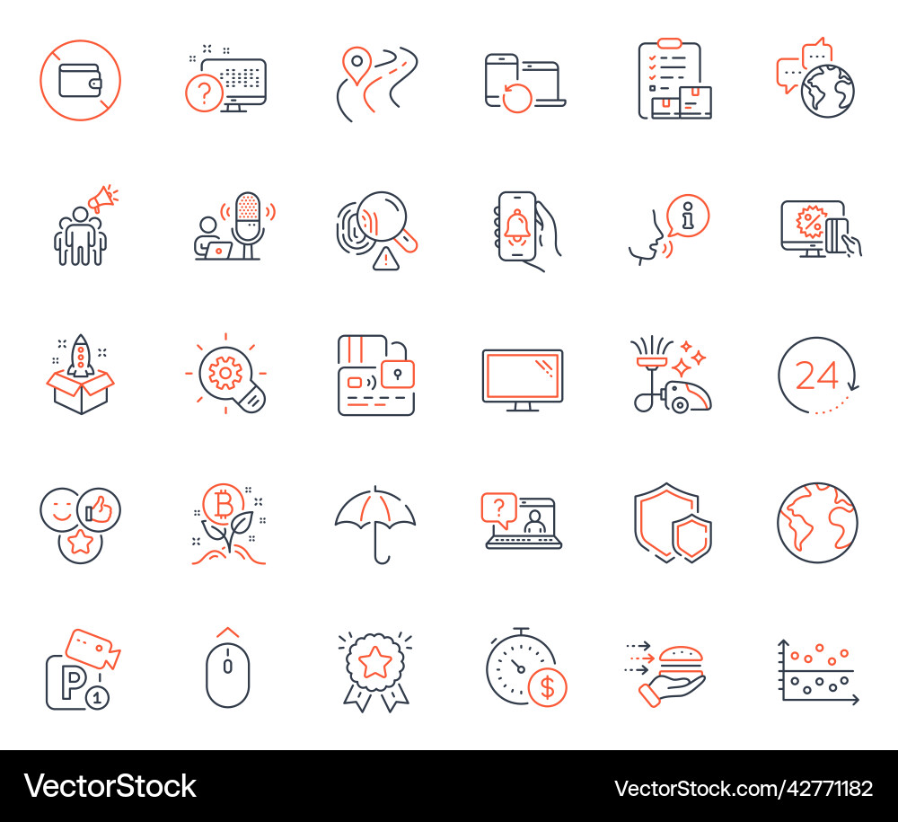 Technology icons set included icon as world Vector Image