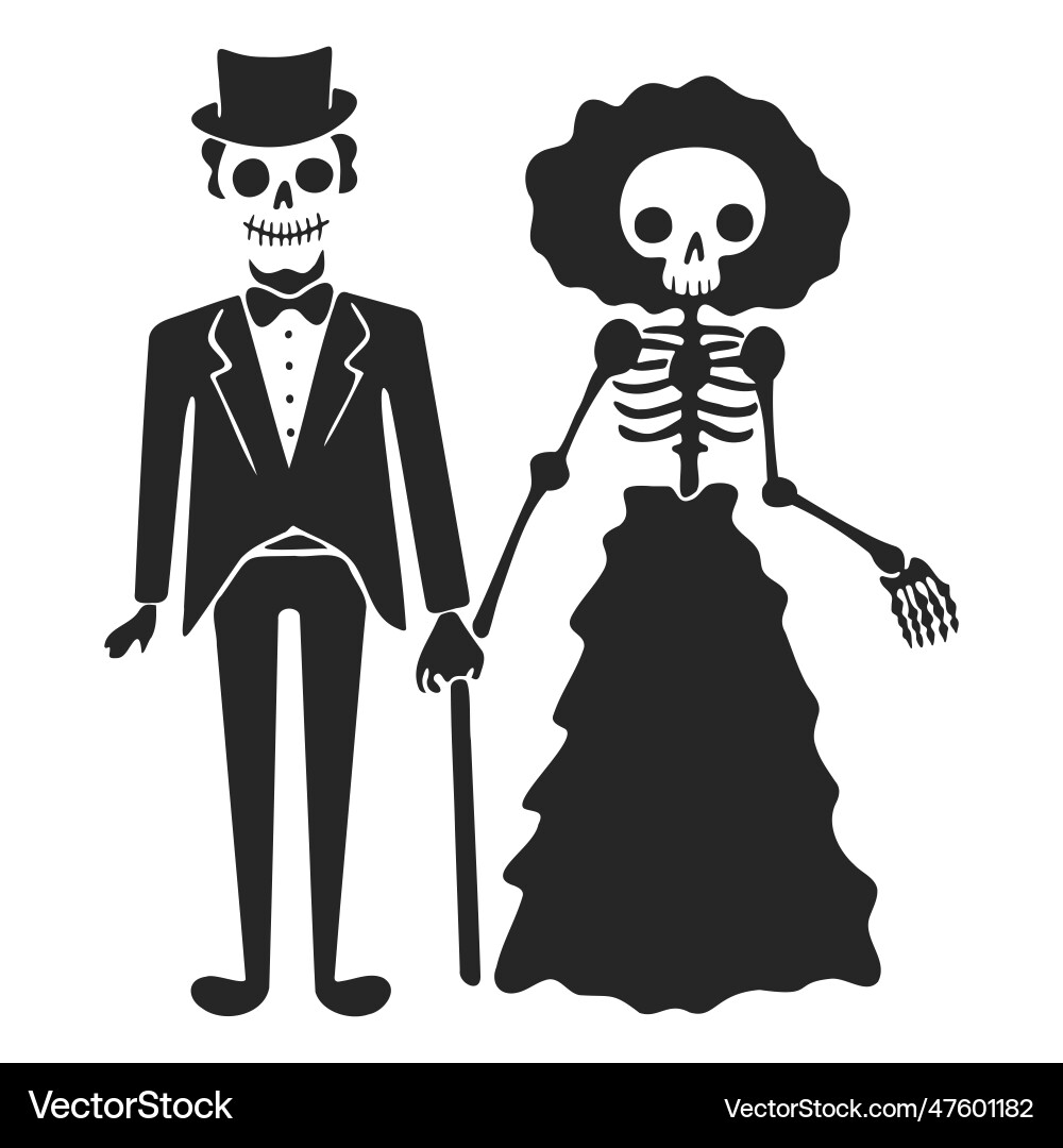 Two lovers of skeleton on the white background Vector Image