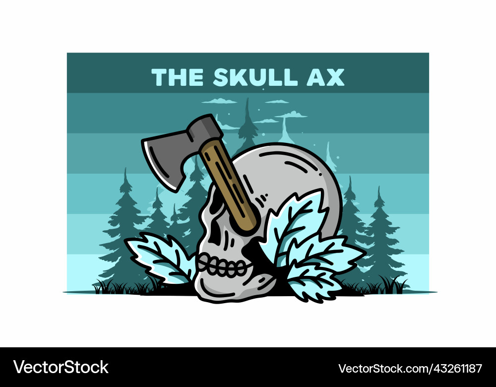 An ax stuck in the skull design Royalty Free Vector Image
