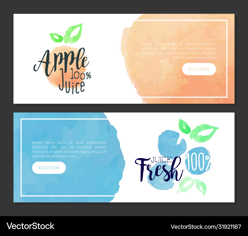 Apple fresh juice banner template set sweet Vector Image