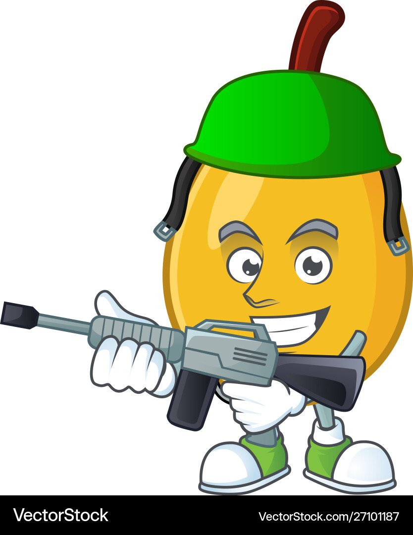 Army fruit loquat fresh mascot character shape Vector Image