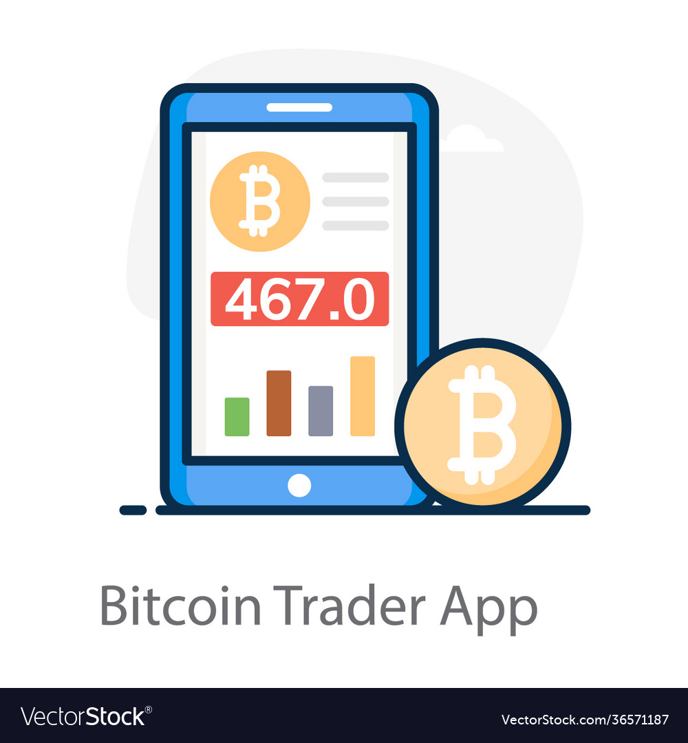 Bitcoin trader app Royalty Free Vector Image - VectorStock